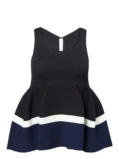 CFCL Knit Top With Flared Hem - Black Multi