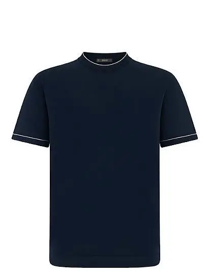 Boggi Milano Crew-neck Cotton Crêpe Knit T-shirt - Navy Blue