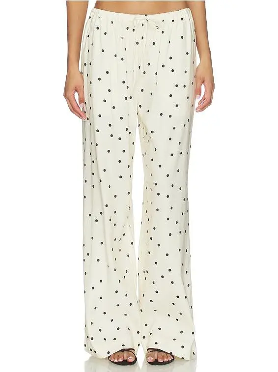 Tularosa Addy Polka Dot Print Wide Leg Pants - Ivory