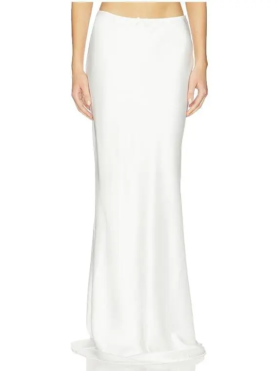 BANANHOT Nona Satin Maxi Skirt - White