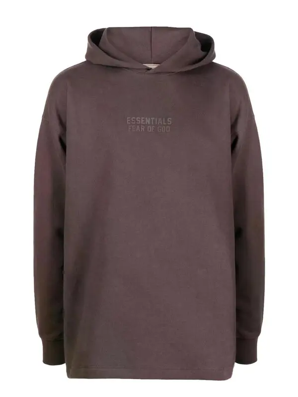 Fear Of God Logo Print Hoodie - Brown