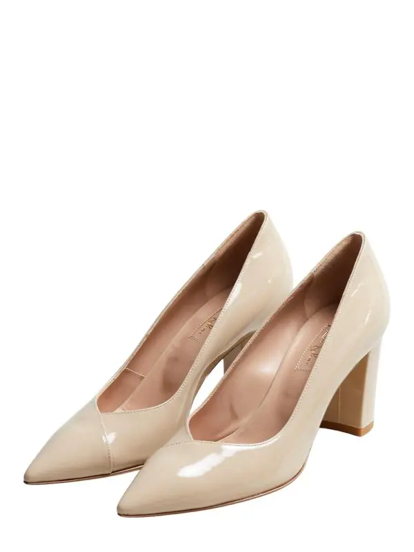 LUNA SELENE Patent Leather Block Heel Pumps - Black/brown
