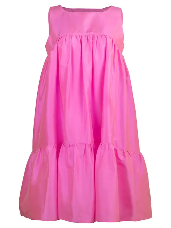 HELENE GALWAS Filipa Silk Dress With Volant Hem - Pink