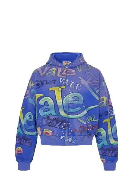 VALE FOREVER Iceberg Graphic Zip-up Hoodie - Blue
