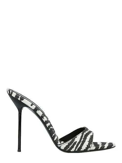Paris Texas Lidia 105 Zebra Print Woven Stiletto Mules - White/blk