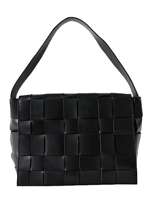 ST. AGNI Envelope Slim Leather Tote Bag - Black