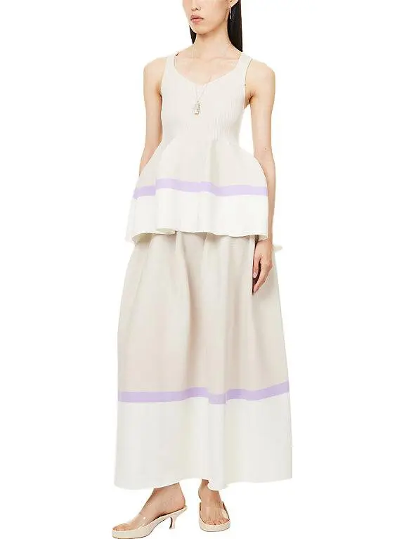 CFCL Sleeveless Flared-hem Knitted Top - Ash White Multi