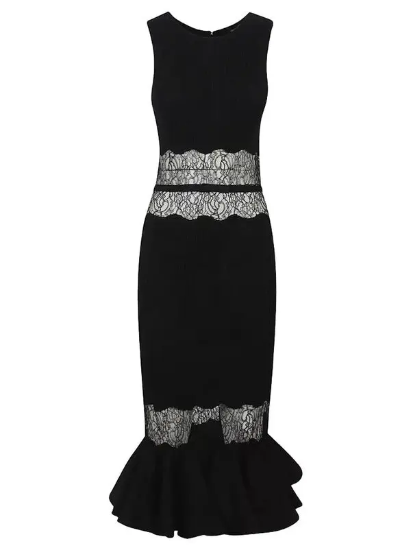Giambattista Valli Lace-panelled Ruffled Midi Dress - Black