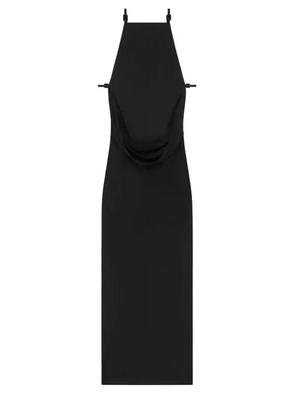 COURREGES Draped Detail Cut-out Maxi Dress - Black