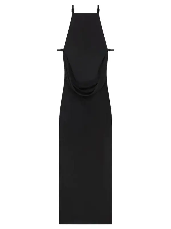 COURREGES Draped Detail Cut-out Maxi Dress - Black