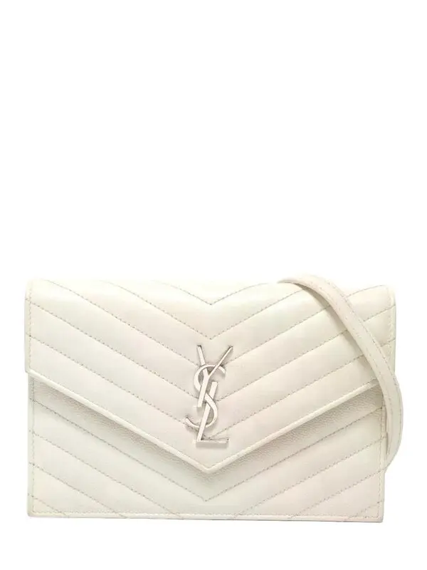Saint Laurent Quilted Chain-link Shoulder Bag - White