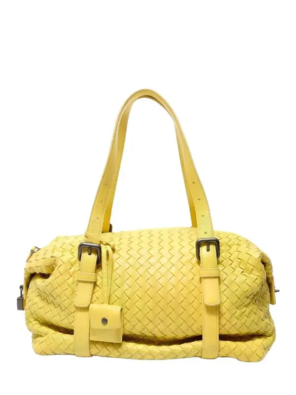 Bottega Veneta Leather Intrcciato Shoulder Bag - Yellow