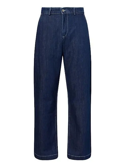 7 For All Mankind Wide Leg Cotton And Linen Blend Jeans - Nocturnal