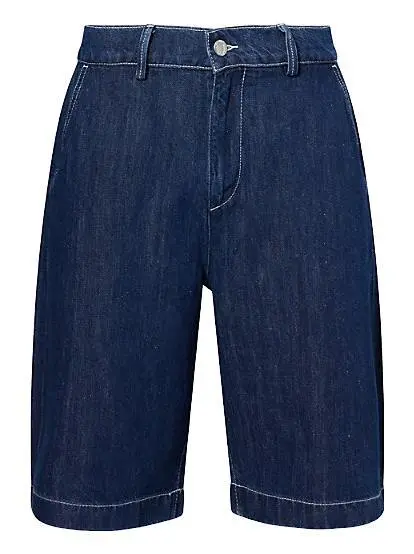 7 For All Mankind Wide Leg Cotton And Linen Blend Chino Shorts - Nocturnal