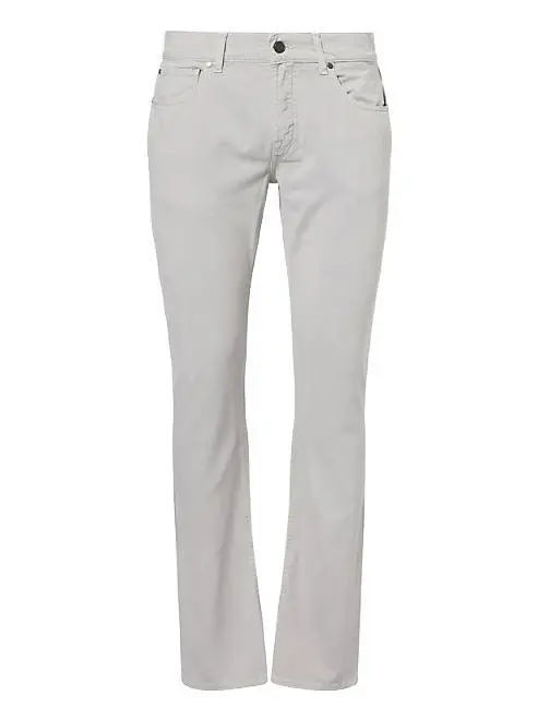 7 For All Mankind Luxe Performance Straight-leg Cotton Jeans - Comfort Sateen Iron