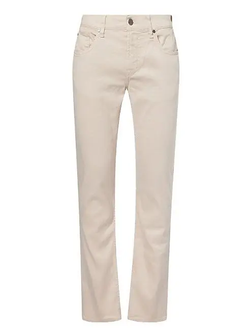 7 For All Mankind Straight-leg Linen And Cotton Blend Jeans - Oat