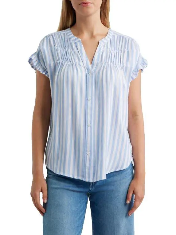 BEACHLUNCHLOUNGE Monaka Smocked Frill Top - Blue Veil