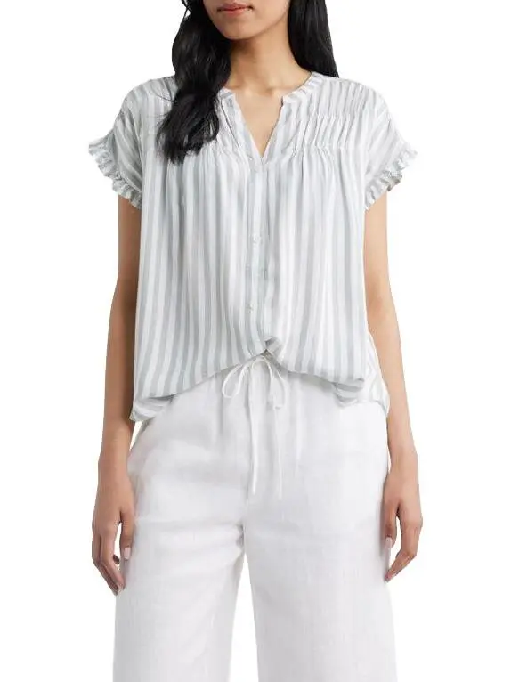 BEACHLUNCHLOUNGE Monaka Smocked Frill Top - Green Stone