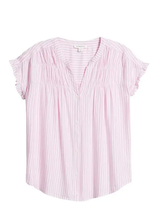 BEACHLUNCHLOUNGE Monaka Smocked Frill Top - Pink Sunset