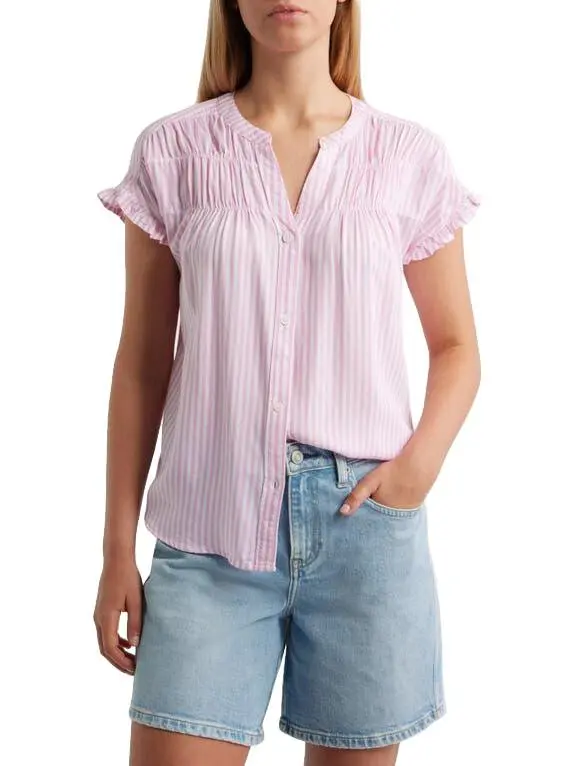 BEACHLUNCHLOUNGE Monaka Smocked Frill Top - Pink Sunset