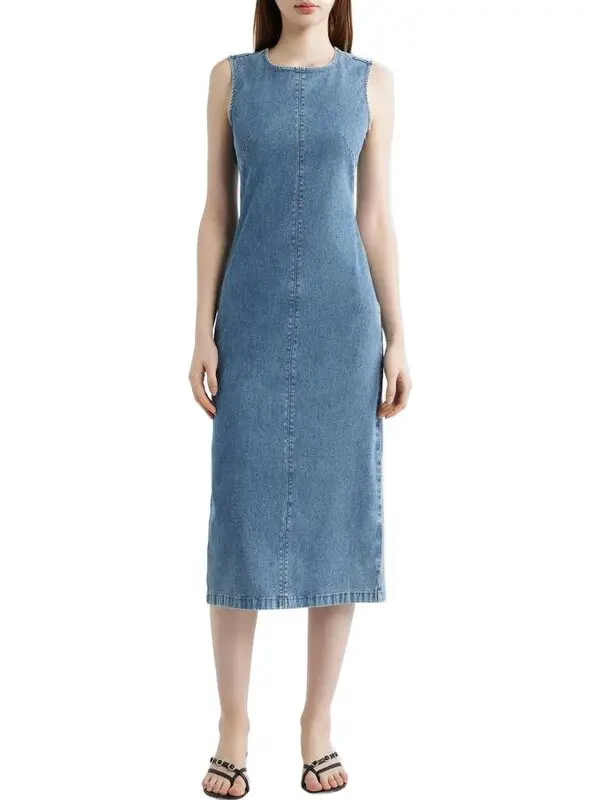 Rag & Bone Jasmine Denim Midi Tank Dress - Waverly