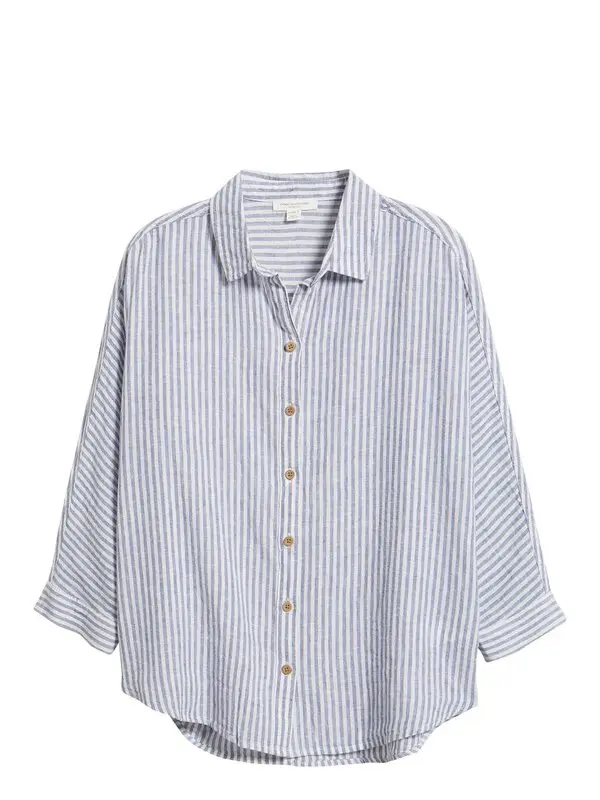 BEACHLUNCHLOUNGE Beach Lunch Lounge Wesley Linen & Cotton Shirt - Blue Eyes