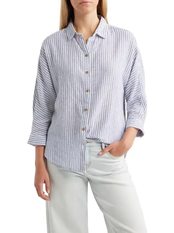 BEACHLUNCHLOUNGE Beach Lunch Lounge Wesley Linen & Cotton Shirt - Blue Eyes