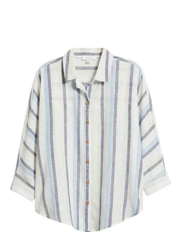 BEACHLUNCHLOUNGE Beach Lunch Lounge Wesley Linen & Cotton Shirt - Blueberry Kane