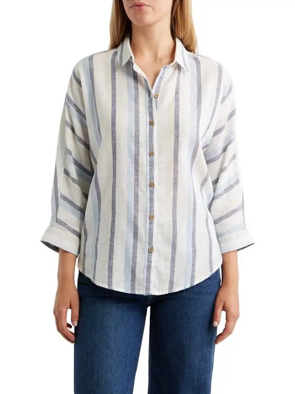BEACHLUNCHLOUNGE Beach Lunch Lounge Wesley Linen & Cotton Shirt - Blueberry Kane
