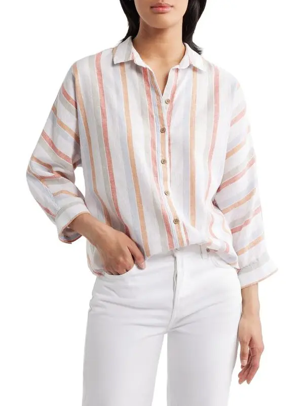 BEACHLUNCHLOUNGE Beach Lunch Lounge Wesley Linen & Cotton Shirt - Candy Swirl