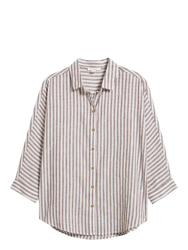 BEACHLUNCHLOUNGE Beach Lunch Lounge Wesley Linen & Cotton Shirt - Earth Brown