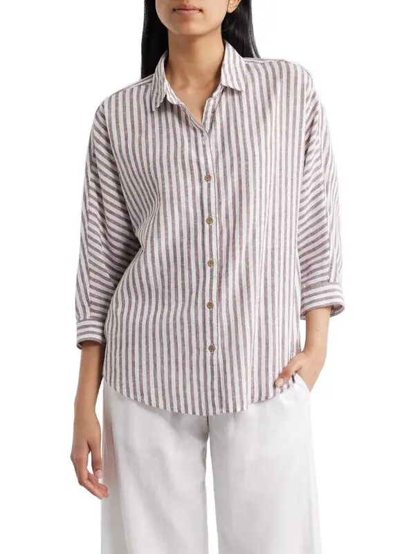 BEACHLUNCHLOUNGE Beach Lunch Lounge Wesley Linen & Cotton Shirt - Earth Brown