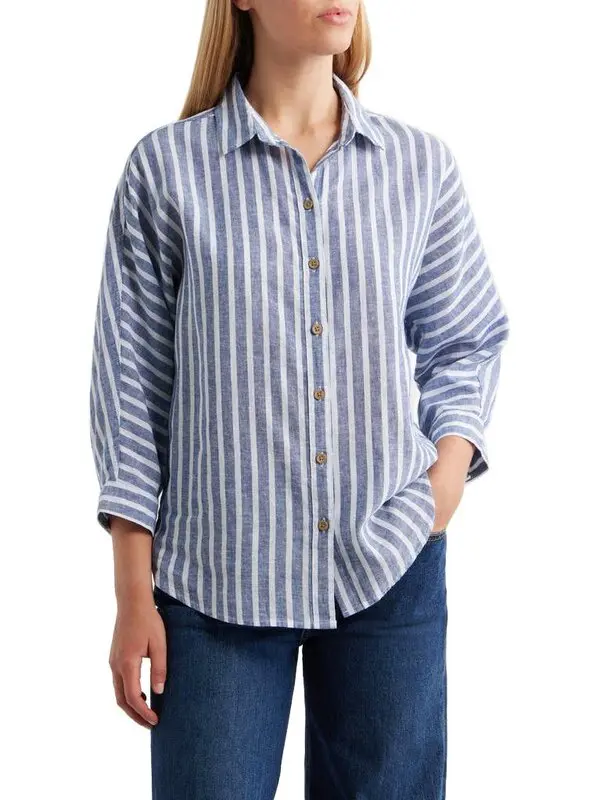 BEACHLUNCHLOUNGE Beach Lunch Lounge Wesley Linen & Cotton Shirt - French Blue