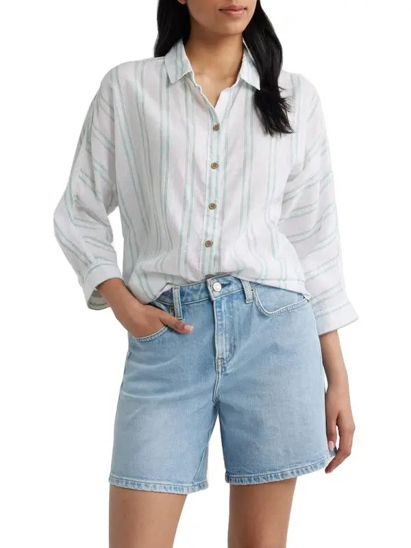 BEACHLUNCHLOUNGE Beach Lunch Lounge Wesley Linen & Cotton Shirt - Kiwi Slice