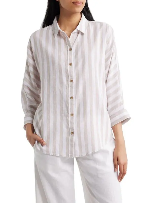 BEACHLUNCHLOUNGE Beach Lunch Lounge Wesley Linen & Cotton Shirt - Light Khaki