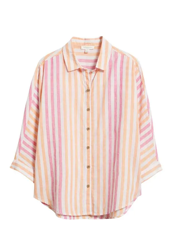 BEACHLUNCHLOUNGE Beach Lunch Lounge Wesley Linen & Cotton Shirt - Pink Tangerine