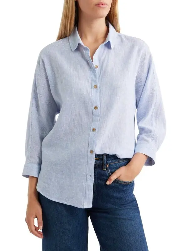 BEACHLUNCHLOUNGE Beach Lunch Lounge Wesley Linen & Cotton Shirt - Police Officer