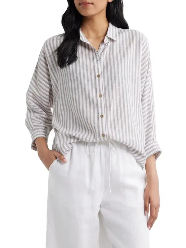 BEACHLUNCHLOUNGE Beach Lunch Lounge Wesley Linen & Cotton Shirt - Terrace Stripe