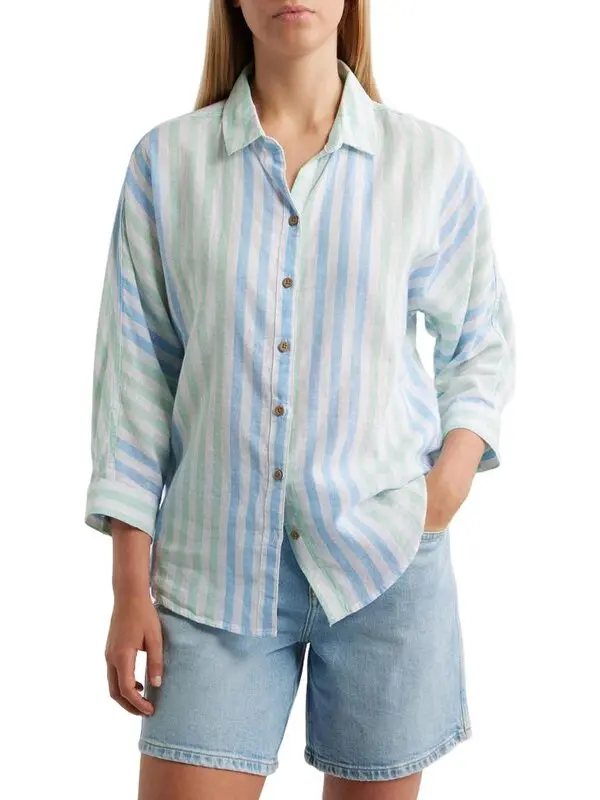 BEACHLUNCHLOUNGE Beach Lunch Lounge Wesley Linen & Cotton Shirt - Twist Of Lime
