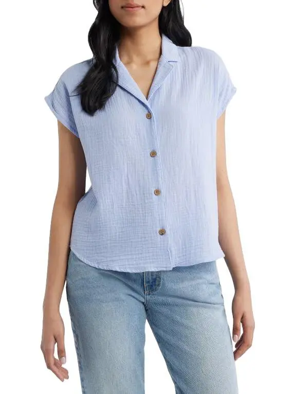 BEACHLUNCHLOUNGE Lexi Gauze Top - Light Denim