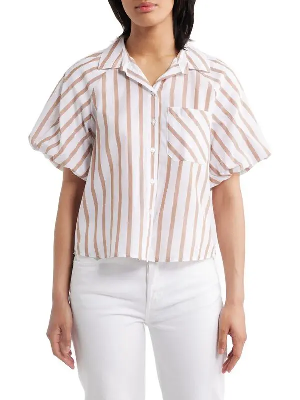 BEACHLUNCHLOUNGE Bianc Bubble Sleeve Top - Coffee Break