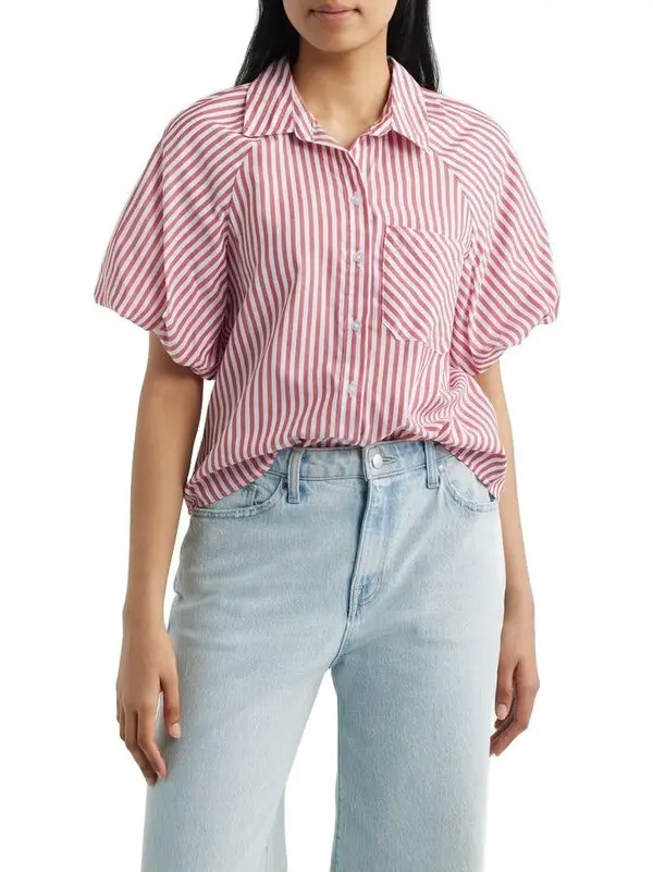BEACHLUNCHLOUNGE Bianc Bubble Sleeve Top - Dark Cherry