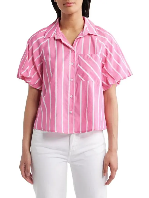BEACHLUNCHLOUNGE Bianc Bubble Sleeve Top - Hibiscus