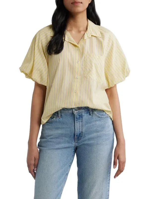 BEACHLUNCHLOUNGE Bianc Bubble Sleeve Top - Lemon Drop