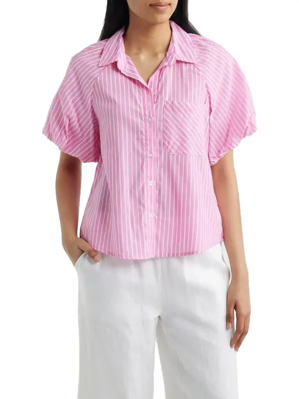 BEACHLUNCHLOUNGE Bianc Bubble Sleeve Top - Paradise Pink