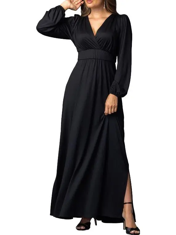 KIYONNA Kelsey Long Sleeve Maxi Dress - Black Noir