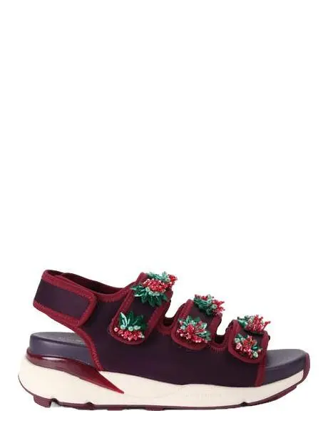 Kurt Geiger Beaded Floral Slingback Sandals - Medium Red