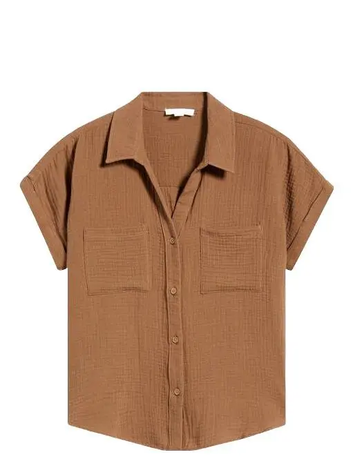 BEACHLUNCHLOUNGE Devin Gauze Shirt - Chocolate Cupcake
