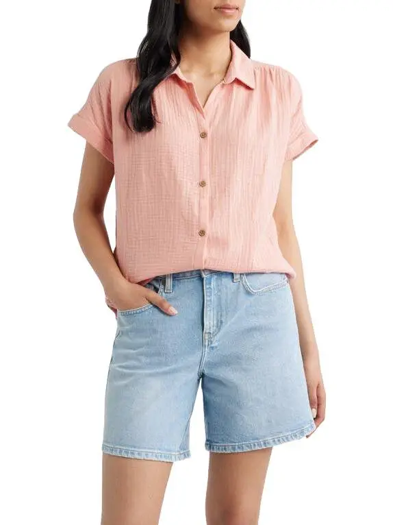 BEACHLUNCHLOUNGE Devin Gauze Shirt - Daylily
