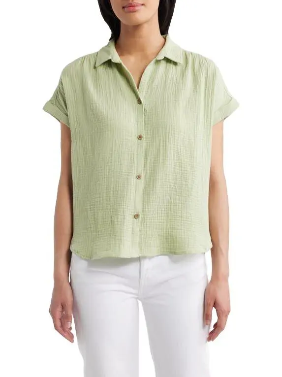 BEACHLUNCHLOUNGE Devin Gauze Shirt - Light Grass